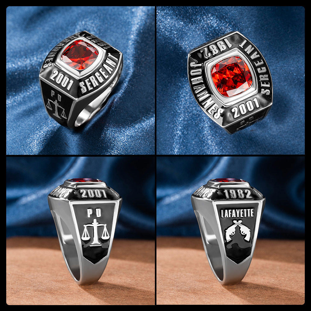 Personalized Championship Style Law Enforcement Police Signet Ring with ...