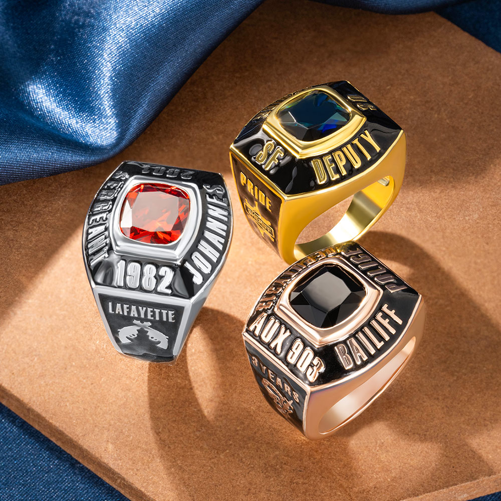 Personalized Championship Style Law Enforcement Police Signet Ring with ...