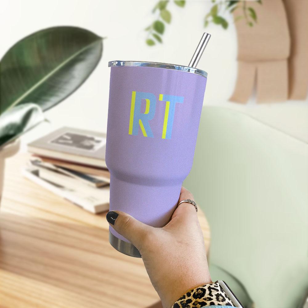 Personalized 30oz Stainless Steel Tumbler with Shadow Monogram ...