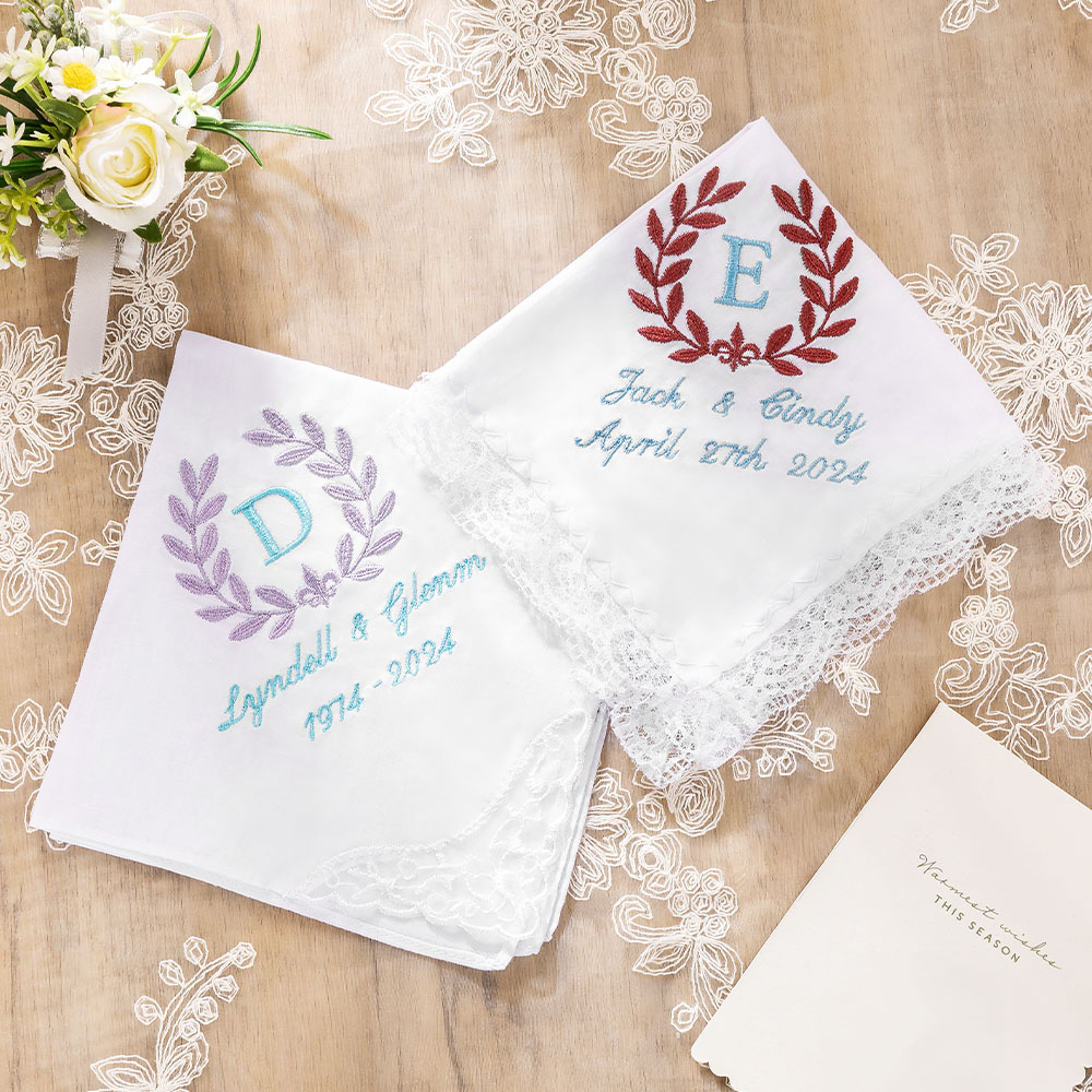 Personalized Something Blue Lace Handkerchief with Embroidered Monogram ...