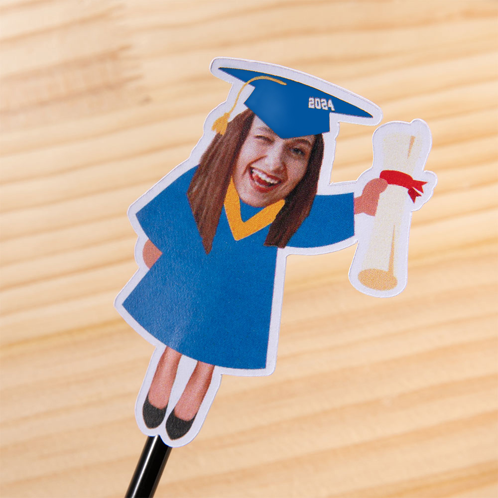 Personalized Funny Face Photo Graduation Acrylic Drink Stirrer Set of ...