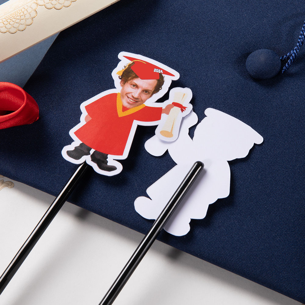 Personalized Funny Face Photo Graduation Acrylic Drink Stirrer Set of ...