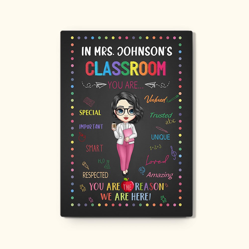 Personalized Cartoon Woman Canvas Painting with Name Classroom Decor ...