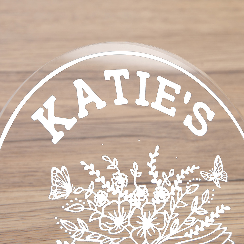 Personalized Name Library LED Night Light with Wood Base Book Club ...