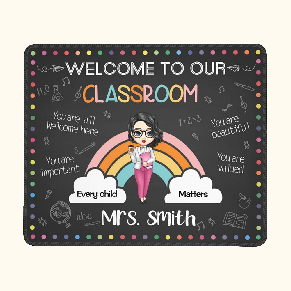 Personalized mouse pad with Cute Rainbow Teacher Knowledge |Callie - CALLIE