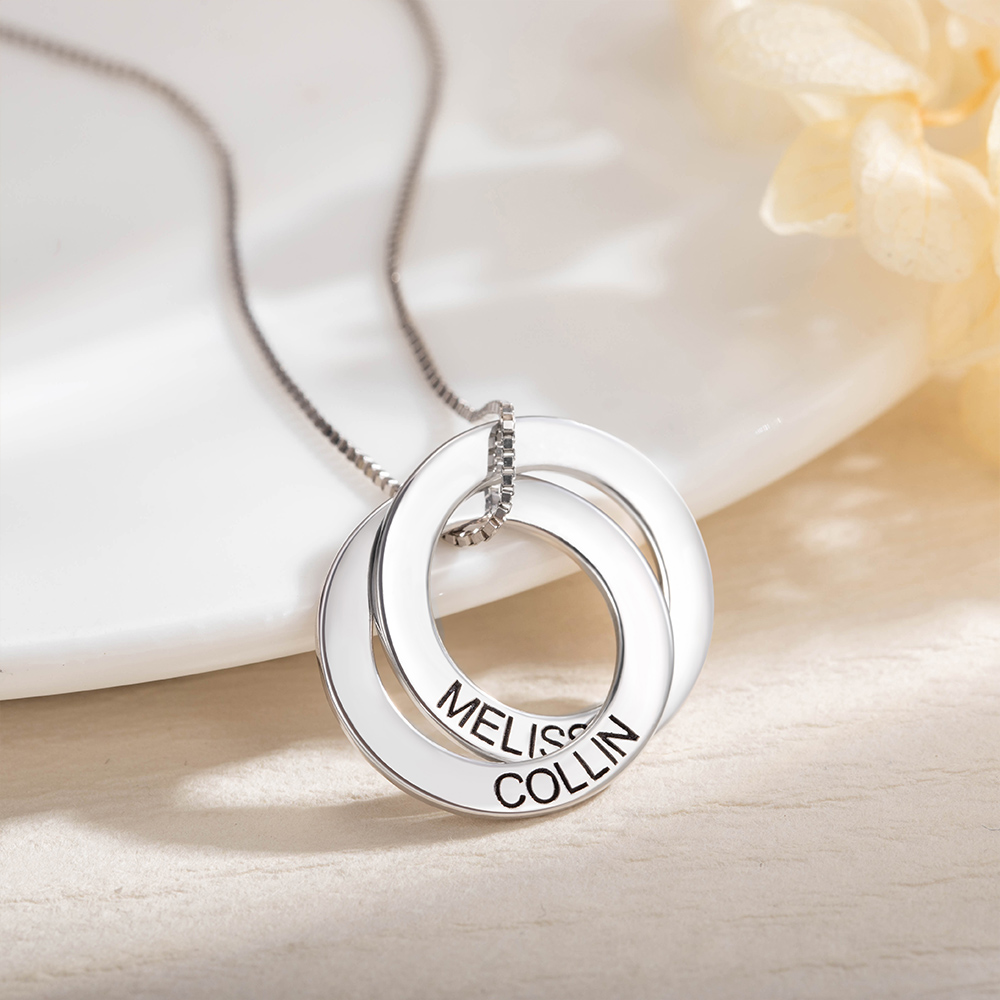 Personalized 2 - 5 Russian Ring Name Necklace Sterling Silver - CALLIE