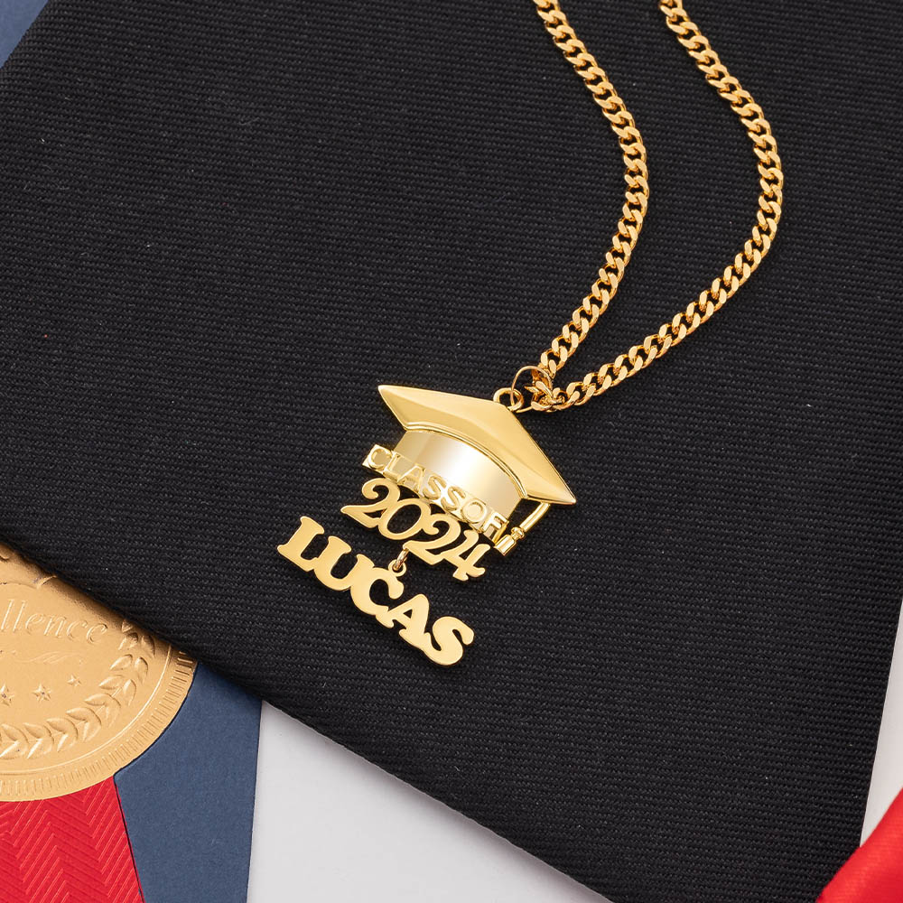 Personalized Class of 2025 Grad Cap Necklace with Name Pendant ...