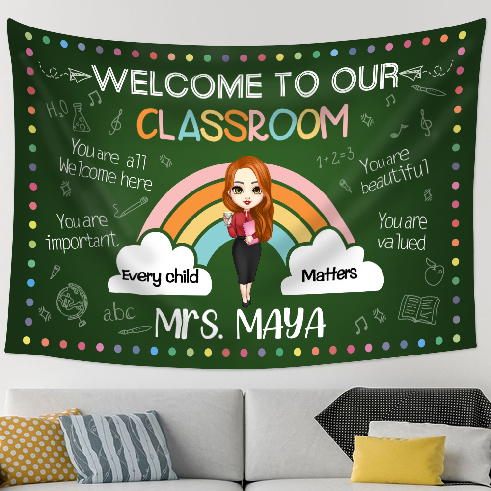 Personalized Celebration Tapestry (horizontal) with Cartoon Rainbow ...