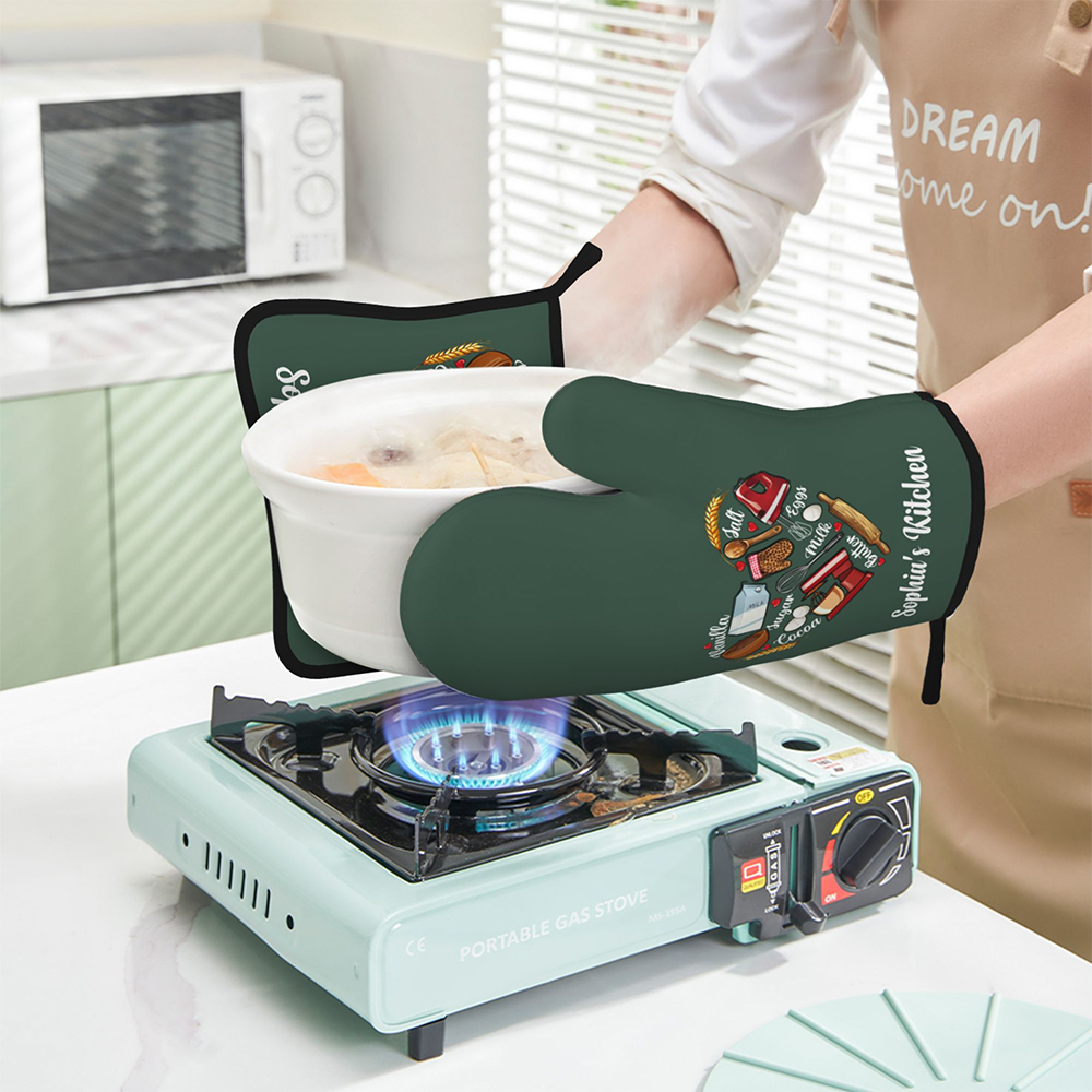 Personalized Baking Tools Love Heart Heat Resistant Glove and Pot ...