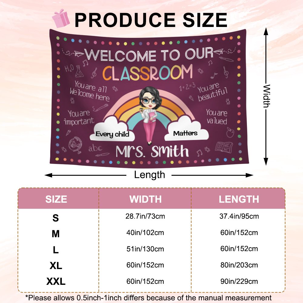 Personalized Celebration Tapestry (horizontal) with Cartoon Rainbow ...