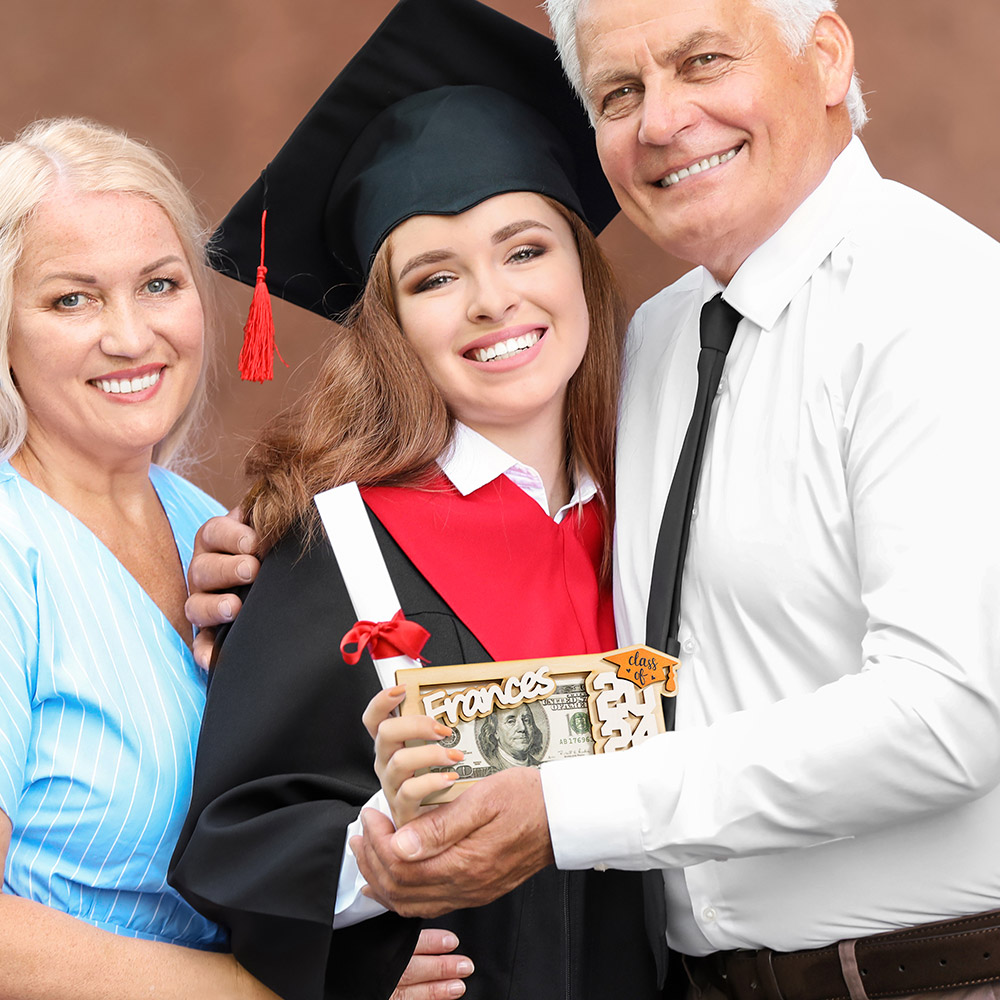 Personalized Engraved Grad Cap Wooden Money Holder Cash Envelope with ...