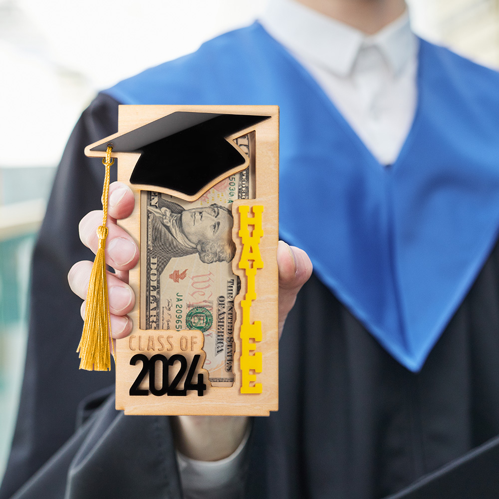 Personalized Multicolor Engraved Name Tassel Grad Cap Wooden Money ...