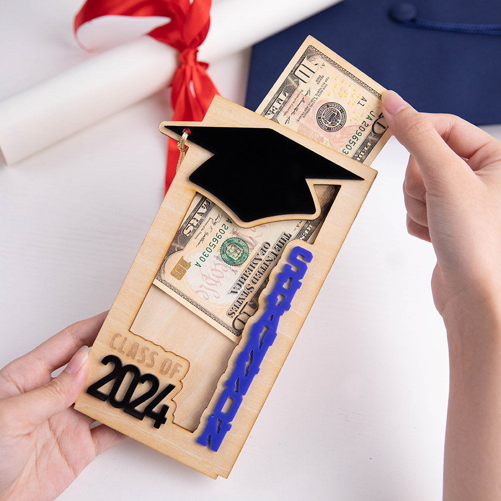 Personalized Multicolor Engraved Name Tassel Grad Cap Wooden Money ...