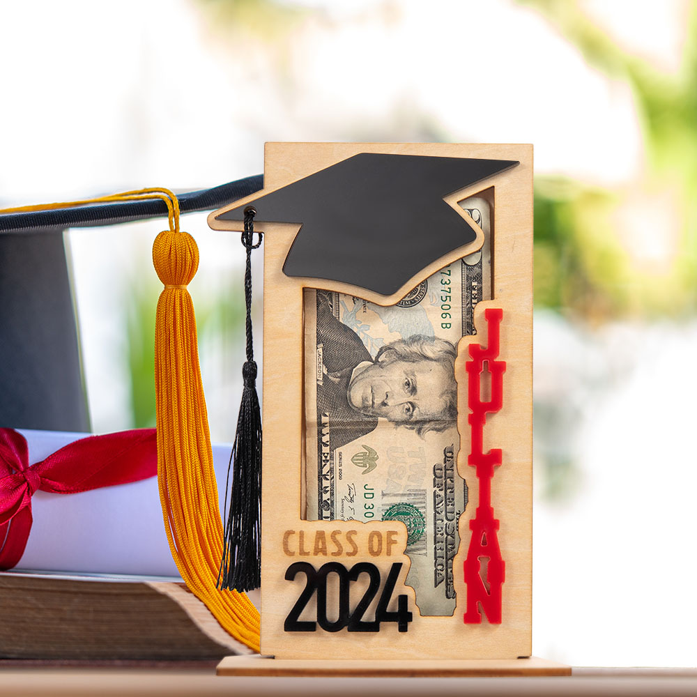 Personalized Multicolor Engraved Name Tassel Grad Cap Wooden Money ...