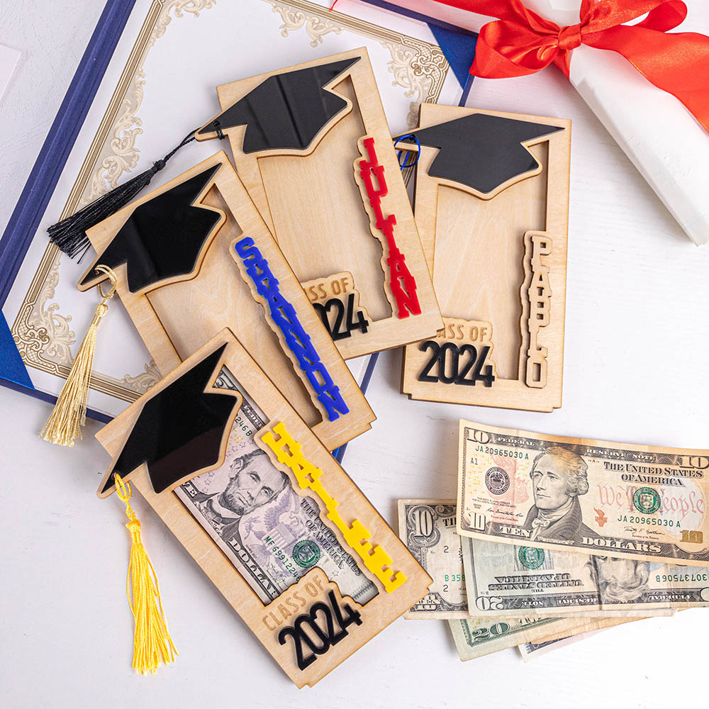 Personalized Multicolor Engraved Name Tassel Grad Cap Wooden Money ...