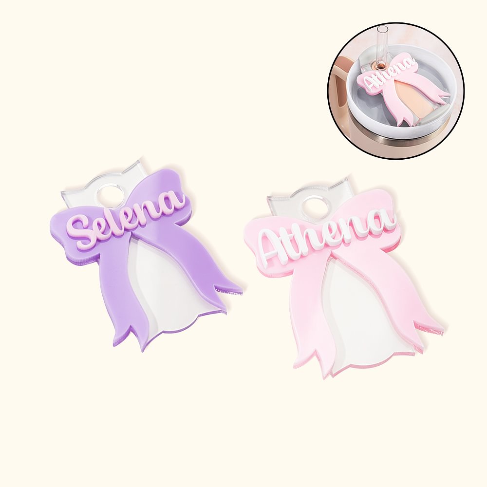 Personalized Coquette Bow Tumbler Name Tag Lid Topper for 20oz to 40oz ...