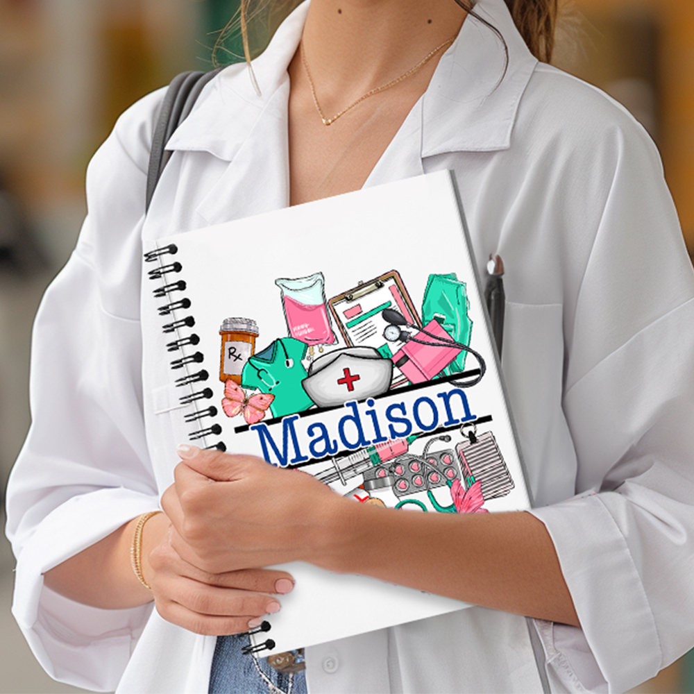 Personalized Nurse Hat Stethoscope Medical Element 120 Pages A5 Lined ...
