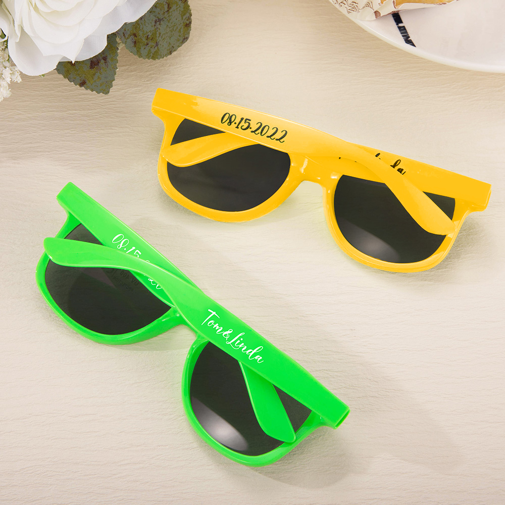 Personalized Multicolor Sunglasses with Text Set of 10 Wedding ...
