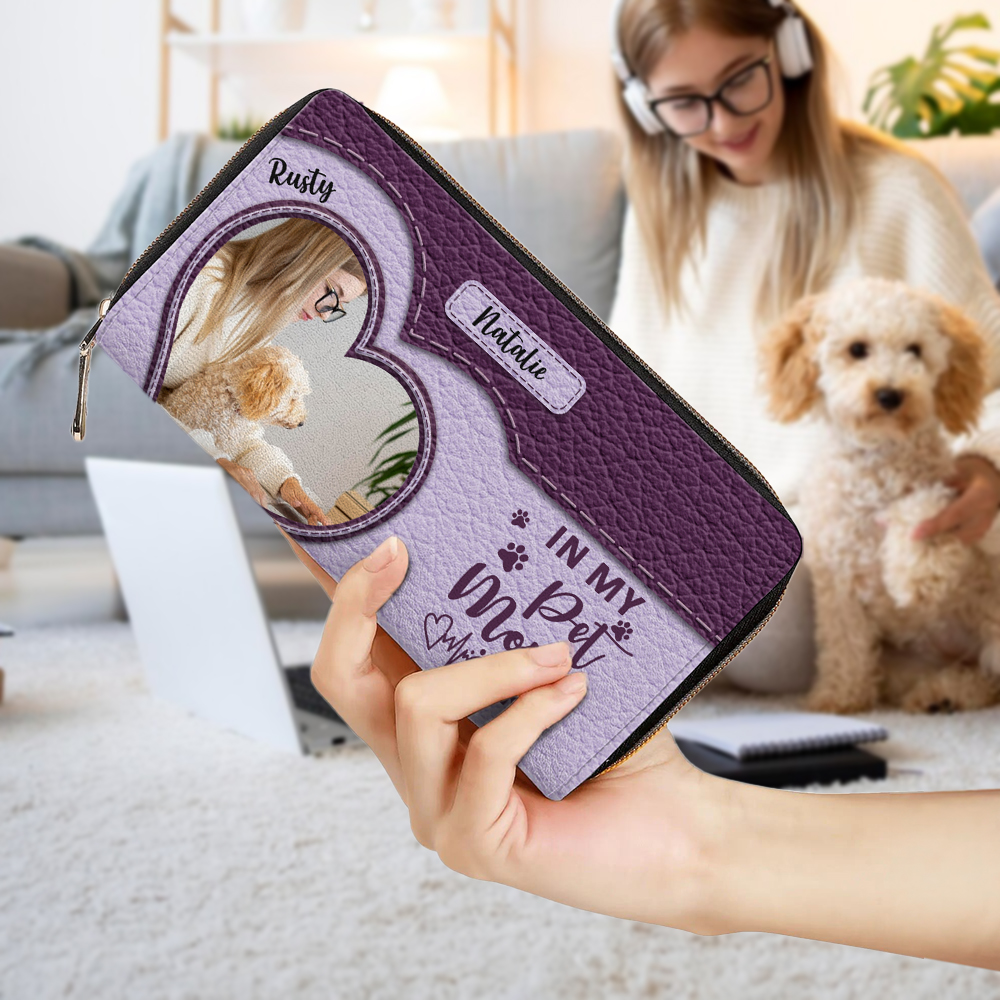 Personalized Heart Pet Photo In My Pet Mom Era Leather Women Wallet ...