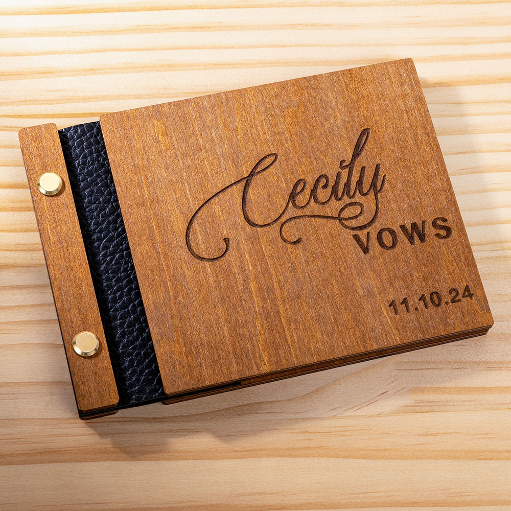 Personalized Set of 2 Handmade Wooden Wedding Vow Booklets with ...