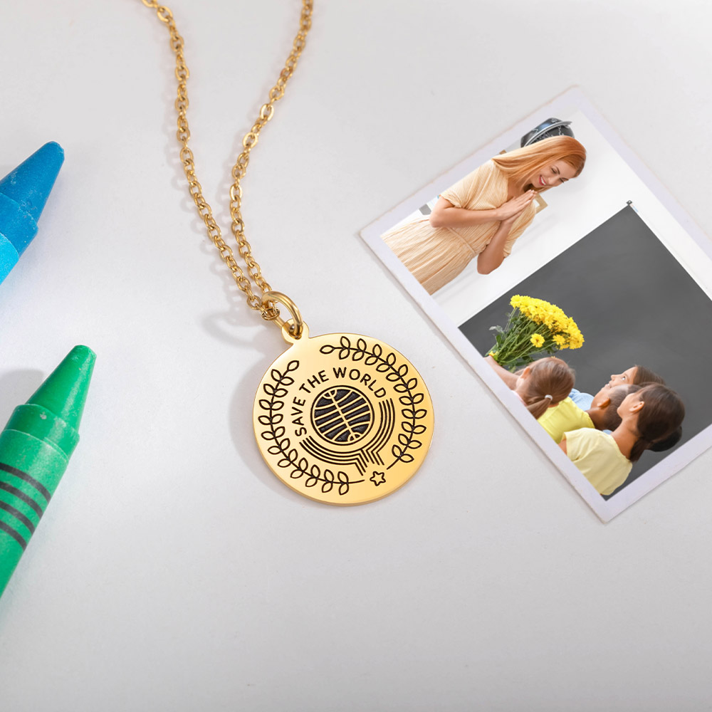 Personalized Engraved College High School Logo Disc Pendant Necklace ...