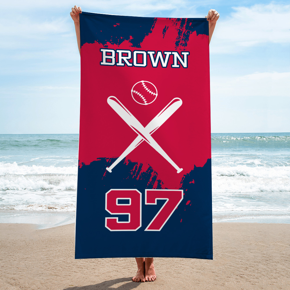 Personalised Oversized Quick Dry Baseball Beach Towel with Name and ...