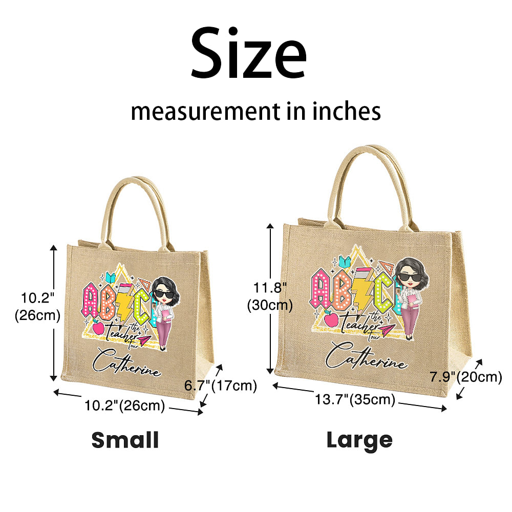 Personalized Pencil ABC Teach Tour Jute Tote Bag with Name Back to ...