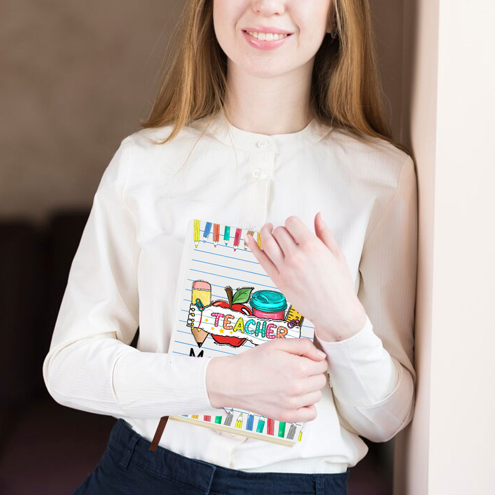 Personalized Pencil Apple Teacher A5 Lined Notebook with Name Teacher’s ...