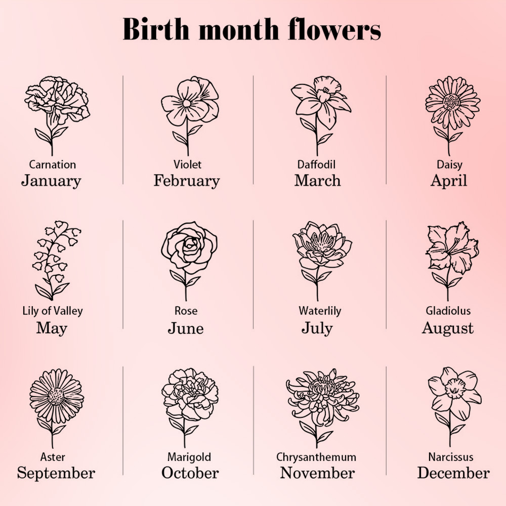 Personalized Engraved Birth Flower Leather A5 Notebook Cover Storage ...