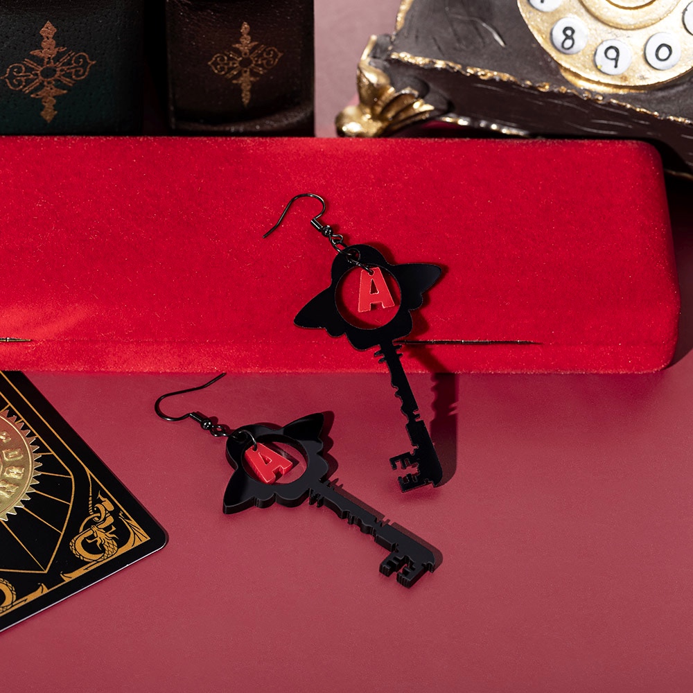 Personalized Hazbin Hotel Style Key Dangle Earrings with Initial ...