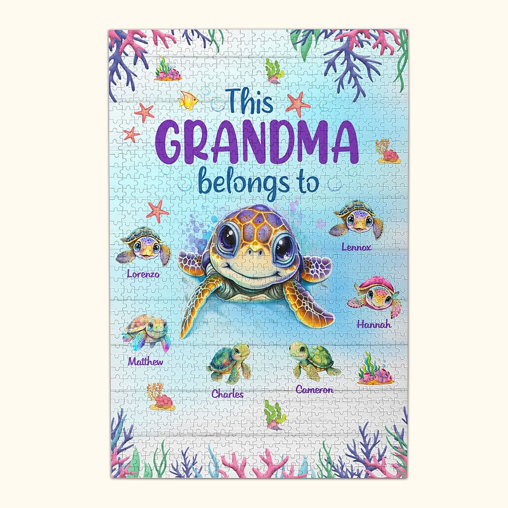 Personalized This Grandma Mom Belongs To 1-7 Cute Turtles 1000 Pieces ...
