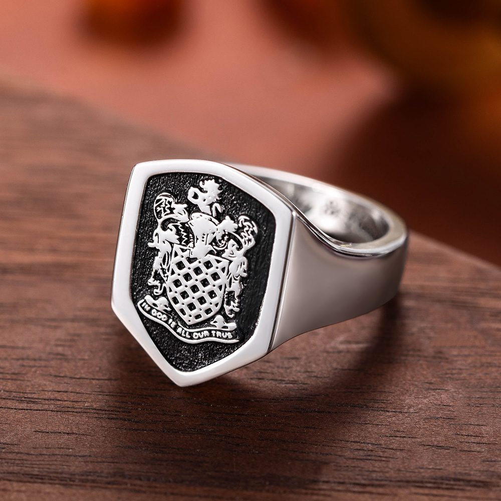 Personalized Classical Coat of Arms Family Crest Shield Signet Ring ...