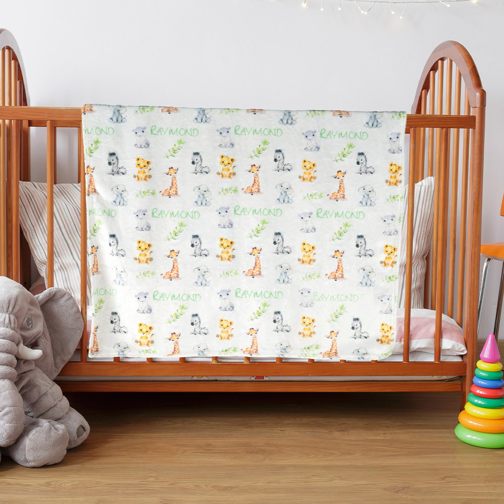 Personalized Cute Woodland Animals Baby Receiving Blanket Swaddle Hat ...