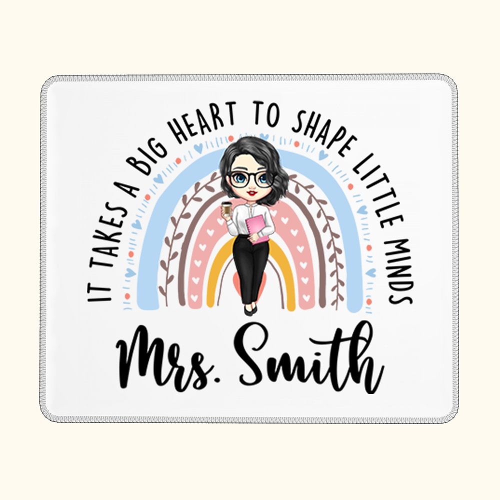 Personalised Big Heart Shape Little Minds Cartoon Rainbow Mouse Pad ...