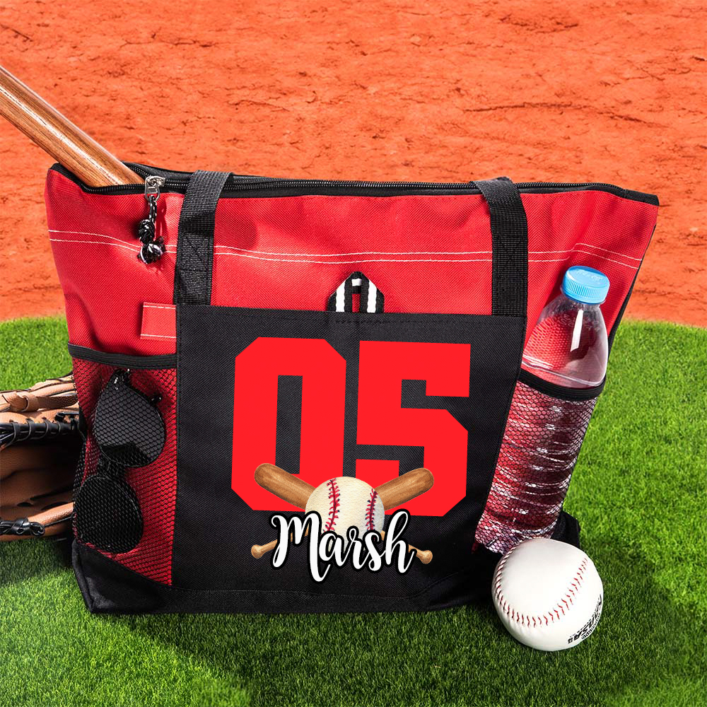 Personalized Basketball Baseball Sport Tote Bag with Name and Number ...