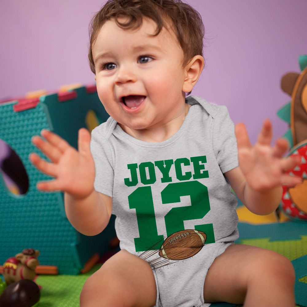 Personalized Football Basketball Sport Theme 100% Cotton Game Day Baby ...