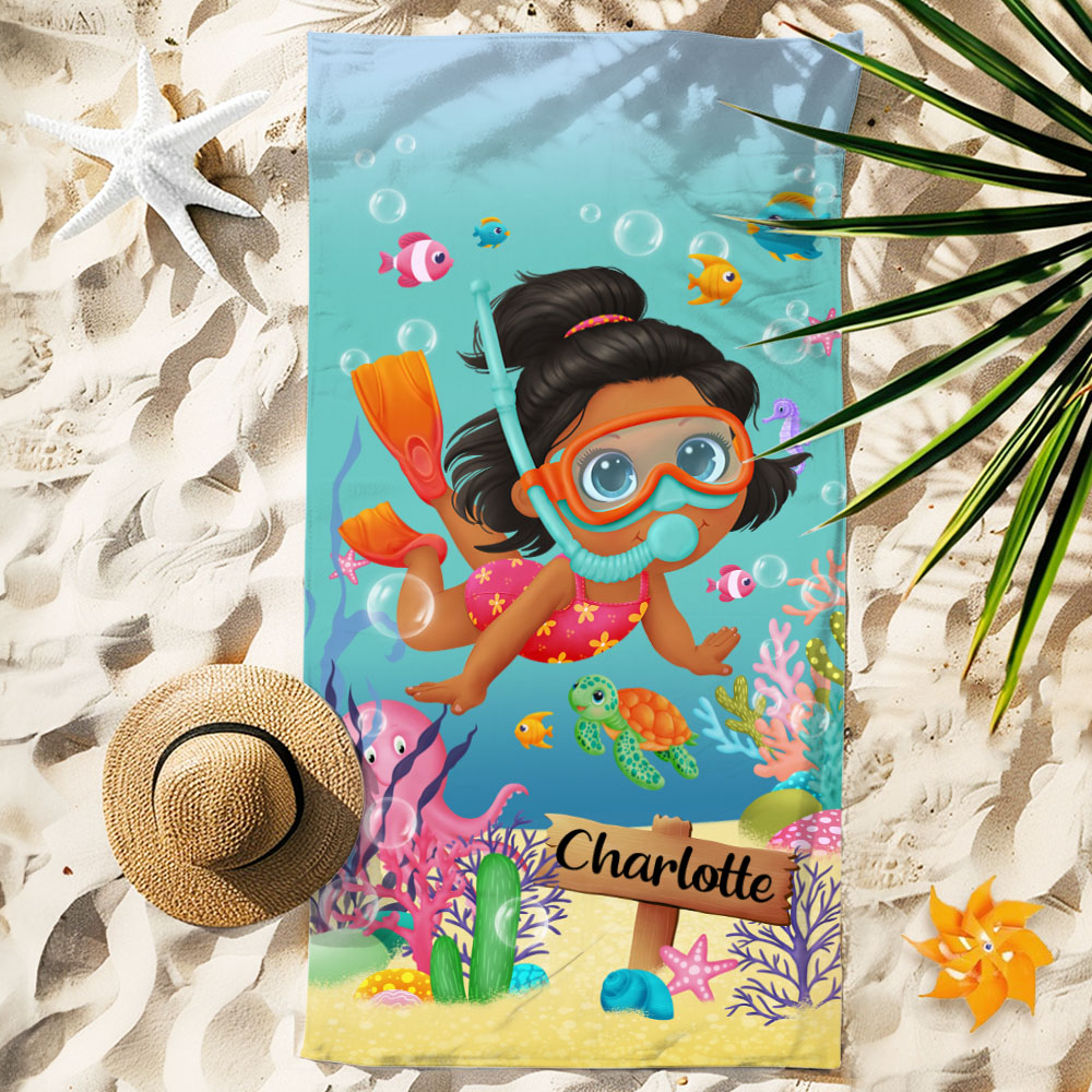Personalized beach towel 02 with Ocean Diving Kid Soft Beach Towel ...