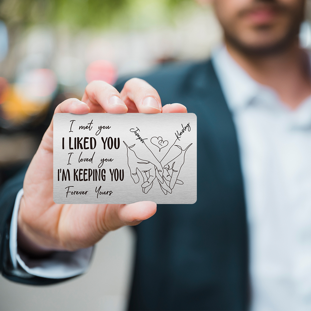 Personalized I'm Keeping You Forever Yours Holding Hands Wallet Card ...
