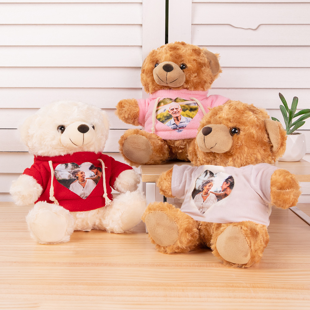 Personalized Cute Plush Stuffed Memory Bear with Heart Photo Shirt or ...