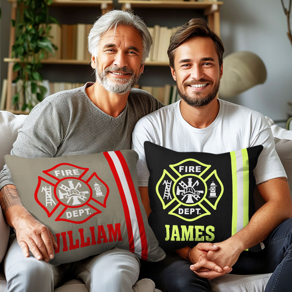 Personalized Fire Dept Design Firefighter Throw Pillow Cover with Name ...