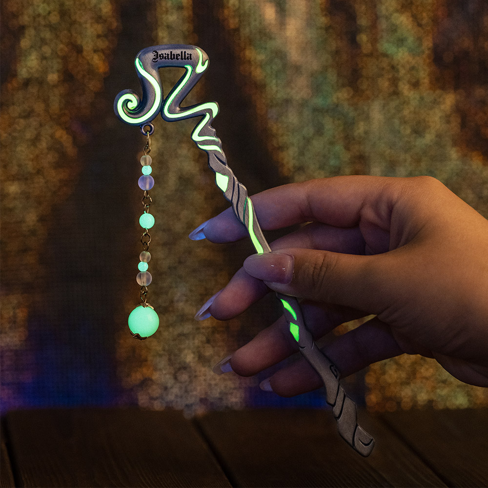 Personalized Luminous Staff Beads Bookmark with Name Birthday Fantasy ...