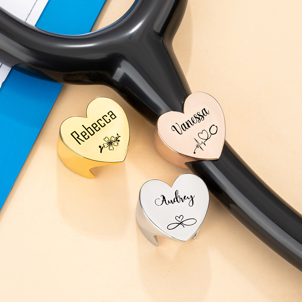Personalized Medical Element Pattern Heart Stethoscope ID Tag with ...
