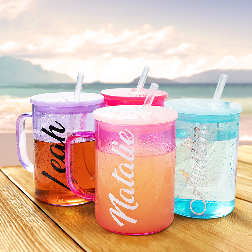 Personalized Multicolor Holographic Jelly 15oz Glass Cup with Name ...