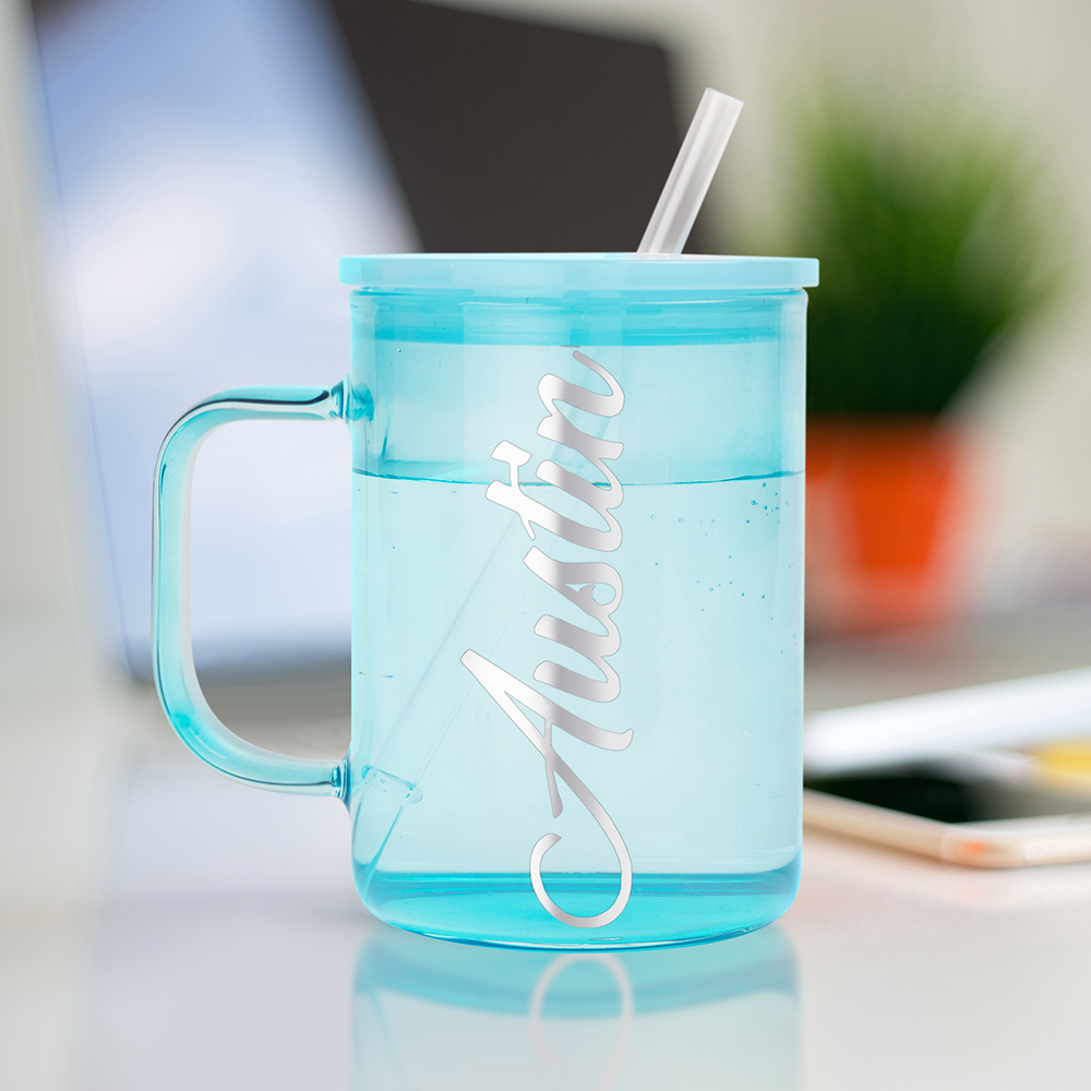 Personalized Multicolor Holographic Jelly 15oz Glass Cup with Name ...