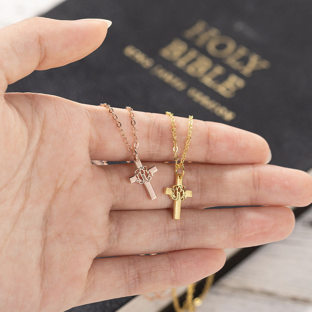Personalized Monogram Cross Necklace Baptism Christians Religious ...
