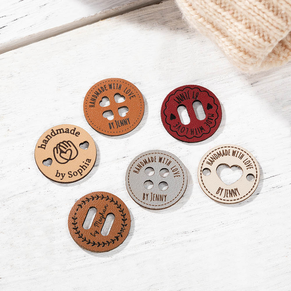 Personalized Handmade with Love Leather Button Set of 10 Clothing Hat ...