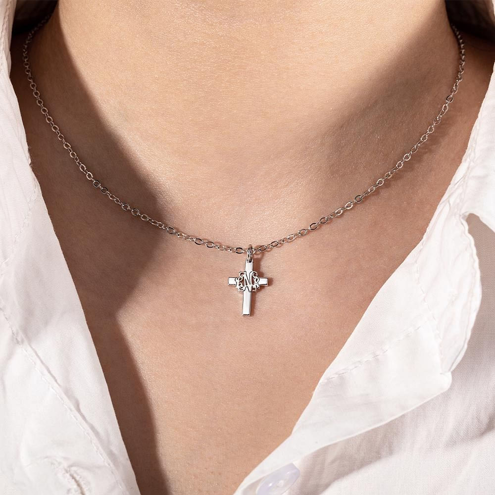 Personalized Monogram Cross Necklace Baptism Christians Religious ...
