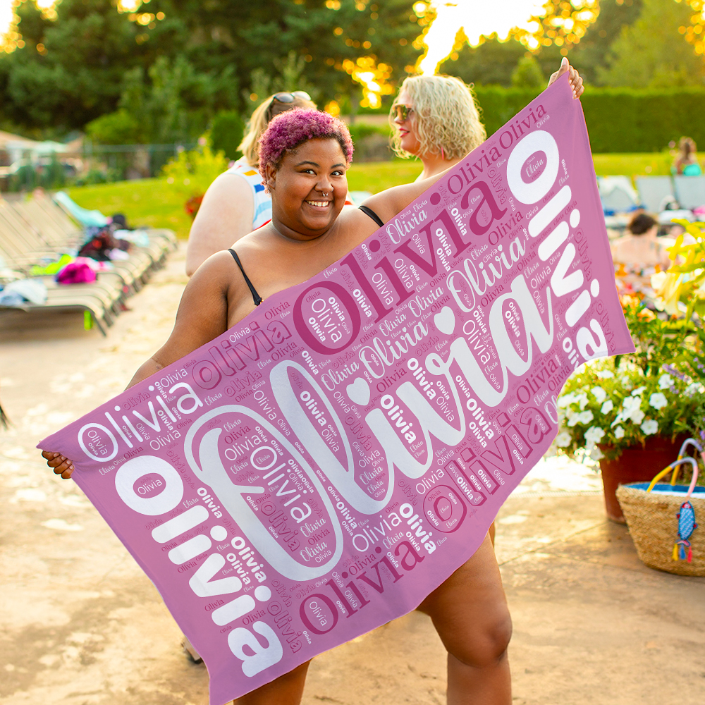 Personalised Beach Towel Cute Swim Pool Towel Bath Towels with Name ...