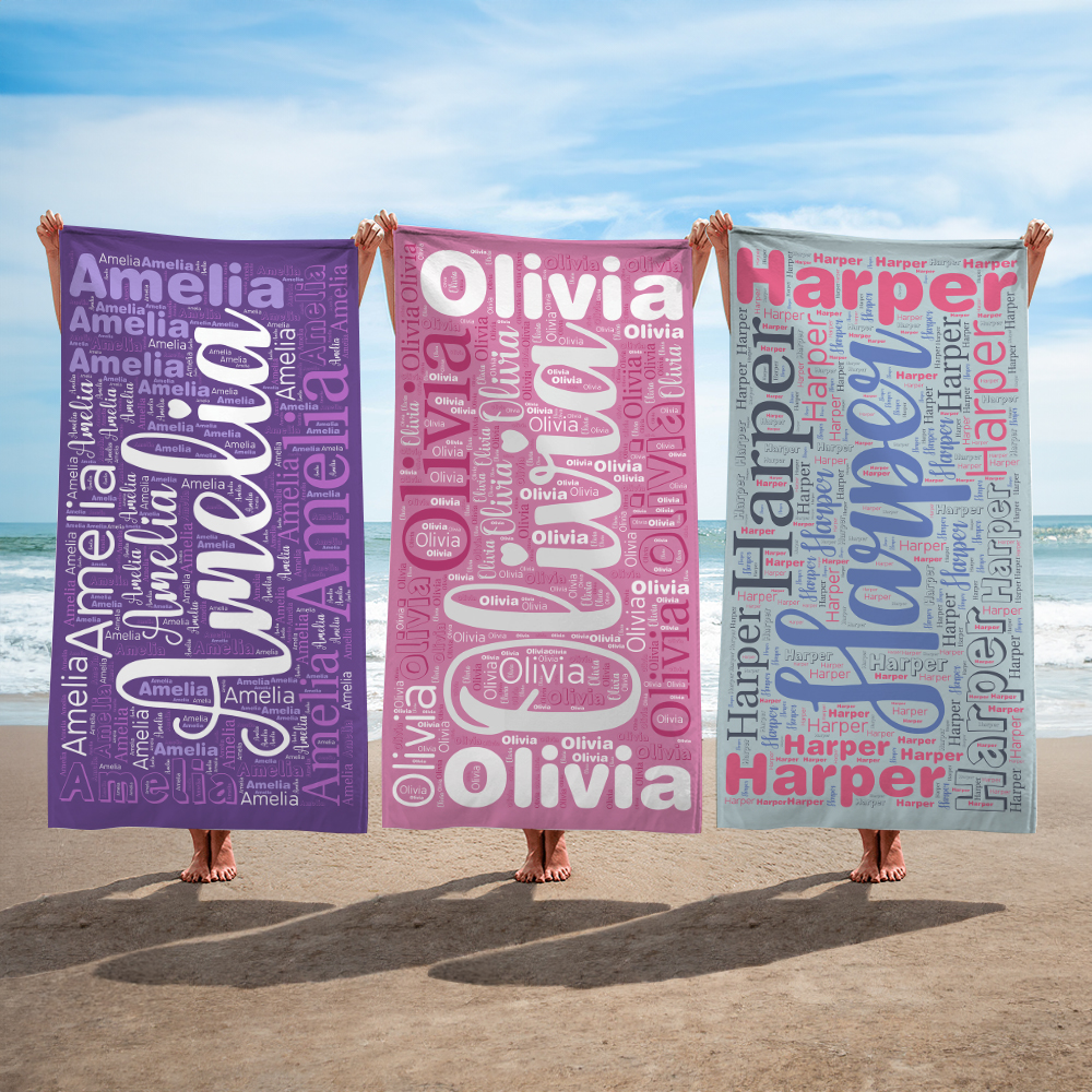 Personalised Beach Towel Cute Swim Pool Towel Bath Towels with Name ...