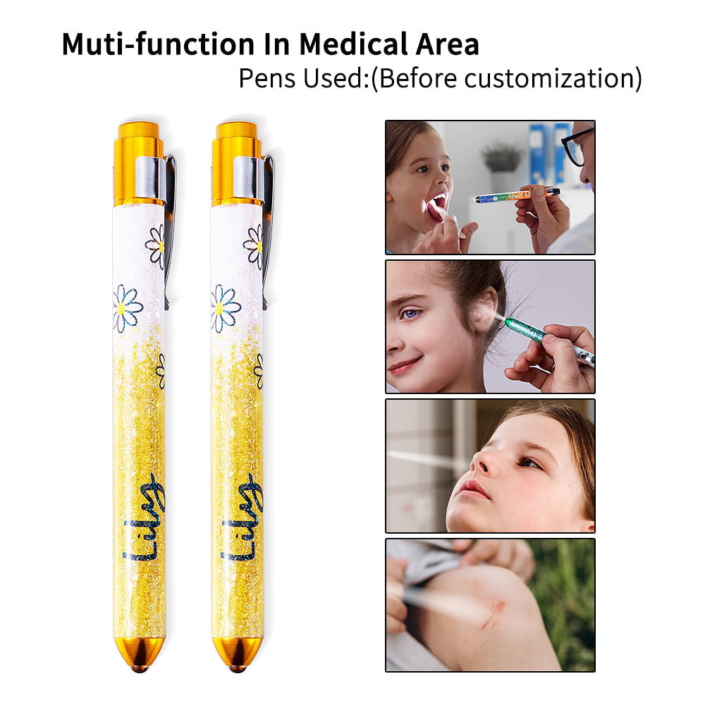 Personalized Glitter Medical Portable LED Pen Light with Name and Title ...